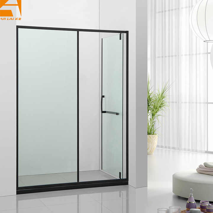 Modern Matte Black Bathroom Glass Shower Screen 8MM Tempered Glass Shower Partitions Swing Door ...