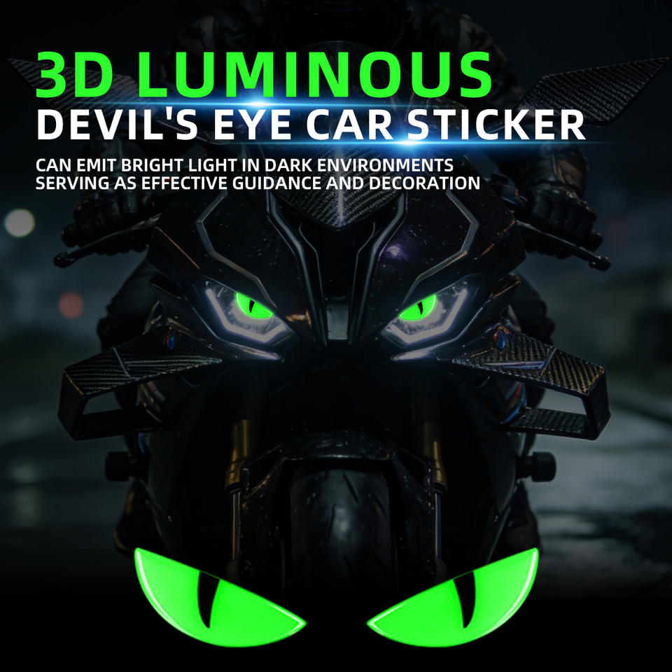 Motorcycle Sticker Headlights Decal Night Luminous Evil Eyes Shape Body ...