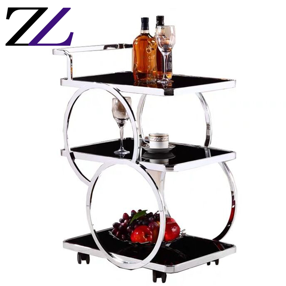 Luxury Tea Trolley - Gold Metal 3-Tier Hotel Cart
