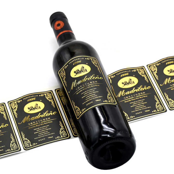 Custom Textured Fancy Paper Wine Bottle Label Stickers