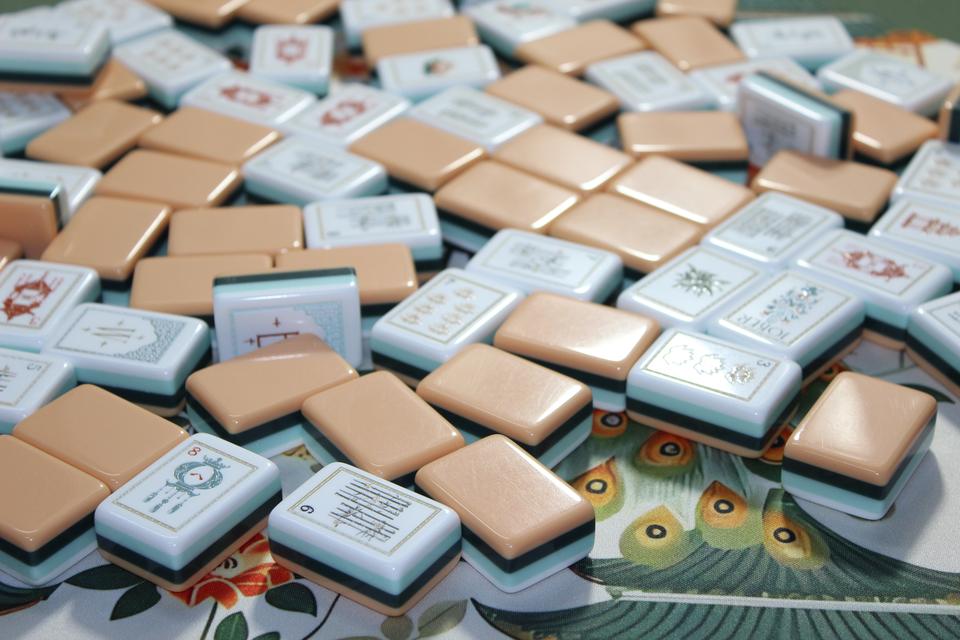 4-Layer Engraved American Mahjong Set, 160-Tile Boutique Peach Luxe ...