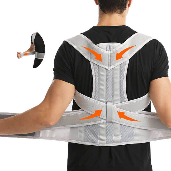 Breathable Adjustable Back Brace Lumbar Support Back Shoulder Brace ...