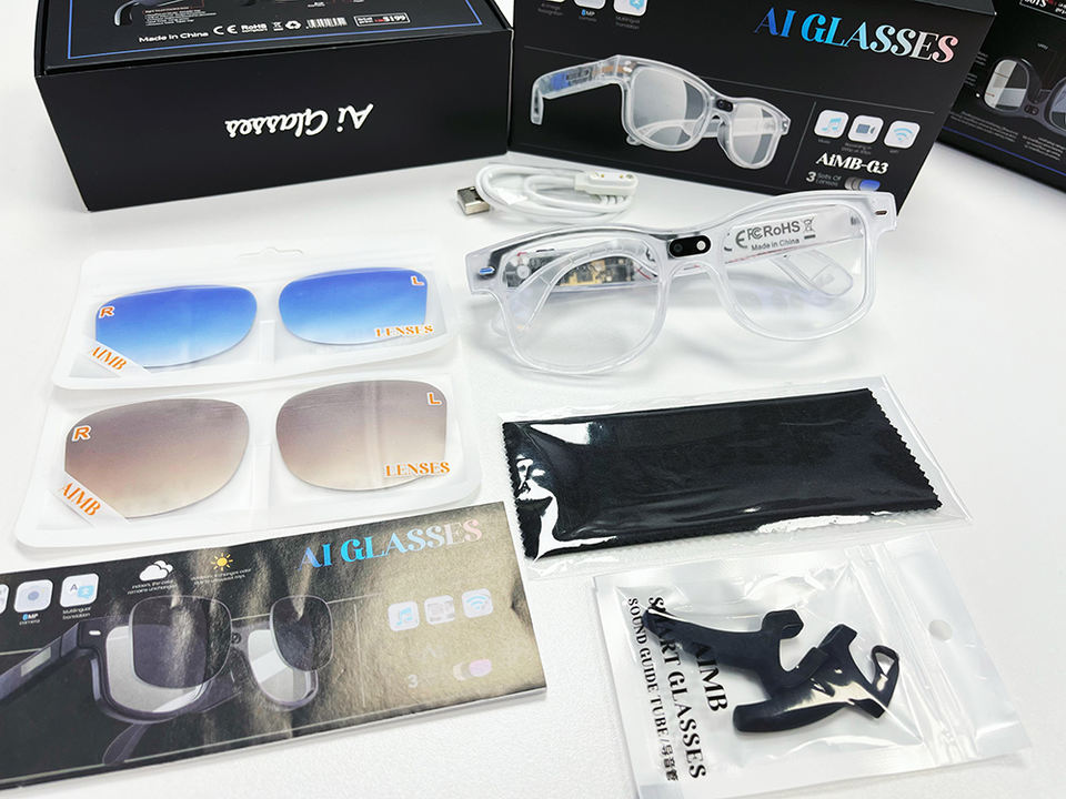 AIMB-G3 Smart Glasses Dual Lenses 8MP 1200P Video Camera Sunglasses ...