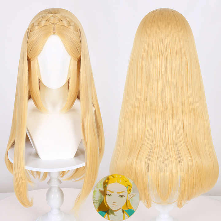 Women's Princess Gold Long Braided Cosplay Wig With Elf Ear Golden ...