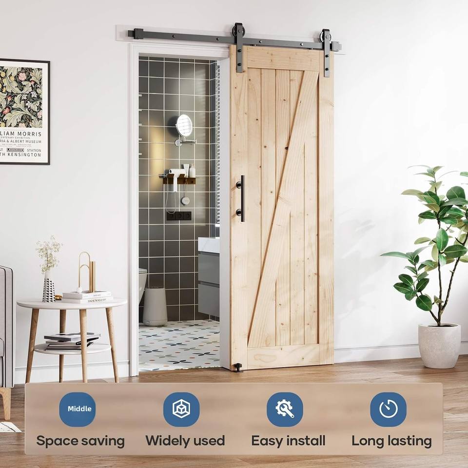 Heavy Duty Sliding Barn Door Hardware Track Kit, Industrial Wall Mount ...