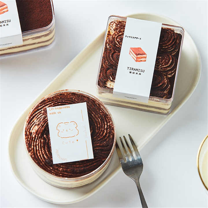 Custom Transparent Mini Mousse Cake Box - Tiramisu Round