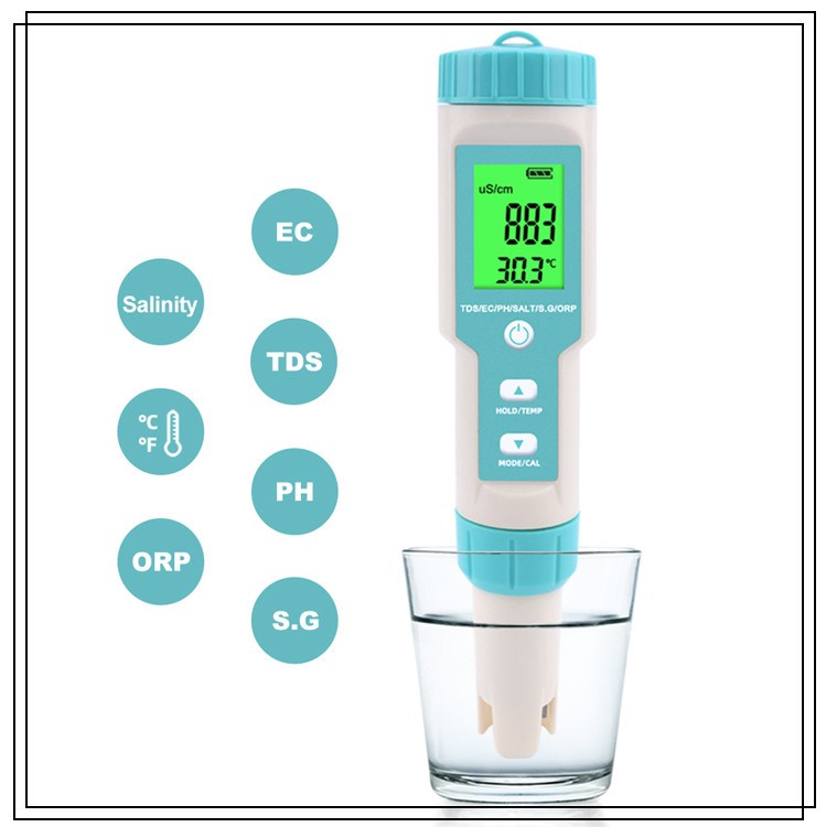 Aparat de masurat calitate apa 7-in-1, PH, salinitate, TDS, EC ...