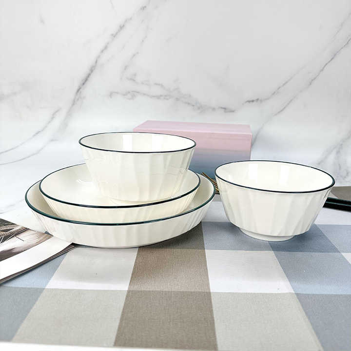 European Style Minimalist Ceramic Bowl and Plate Set High Aesthetic ...
