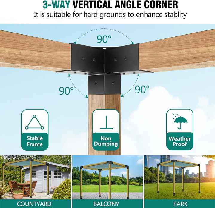 Pergola Brackets 4pack - Durable Steel Kit for 4x4'' Beams