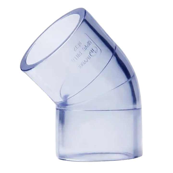 Upvc Transparent Elbow45 With Din Standard In Pressure 1.6mpa For Water ...