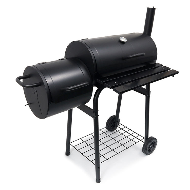 2in1 Modern Steel Offset Smoker Charcoal BBQ Grill Porcelain Enamel ...