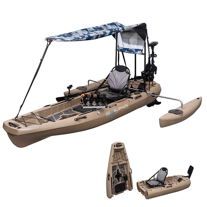 Pro Angler 3M 2 Piece Foldable Fishing Kayak with Pedal Drive