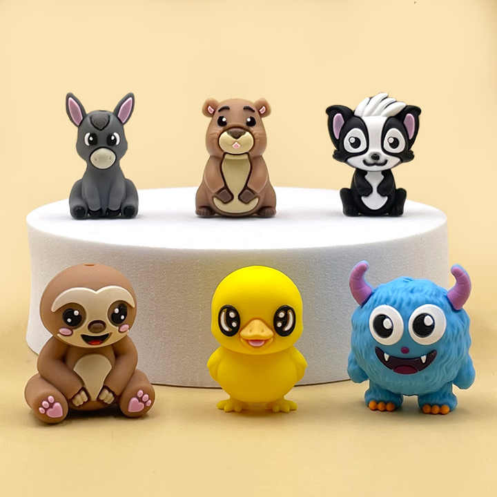 3D Animal Silicone Charms Cute Animals Silicone Focal Beads for Jewelry ...