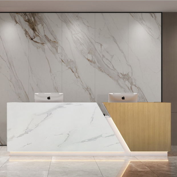 Modern MDF Reception Desk - Custom LED Design