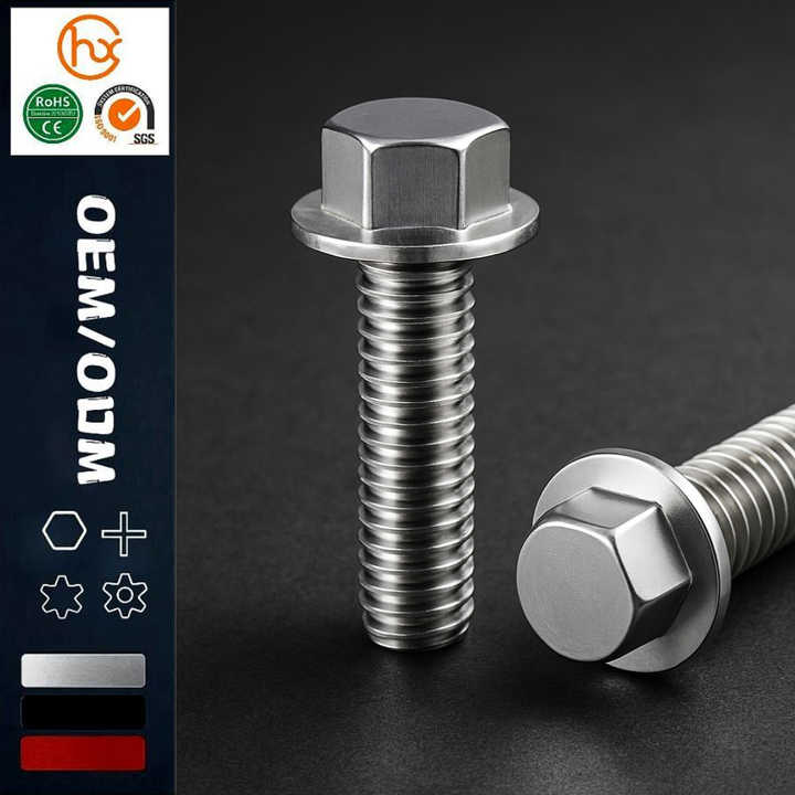 HX Fastener 32mm Flanged Hexagon Head Bolts Stainless Steel M4 M6 M8 ...