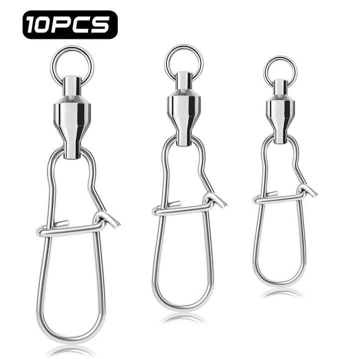 Duo-Lock Snap Swivel 10pcs Connector Ball Rolling Bearing Fishing ...