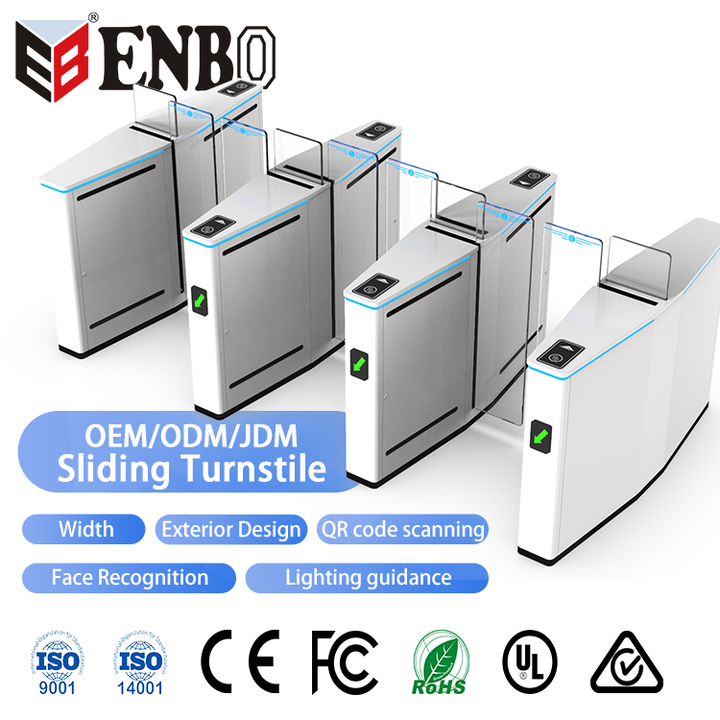 NBO-E350 Access Control Sliding Turnstile Gate with Facial Recognition QR Code RFID-Turnstiles ...