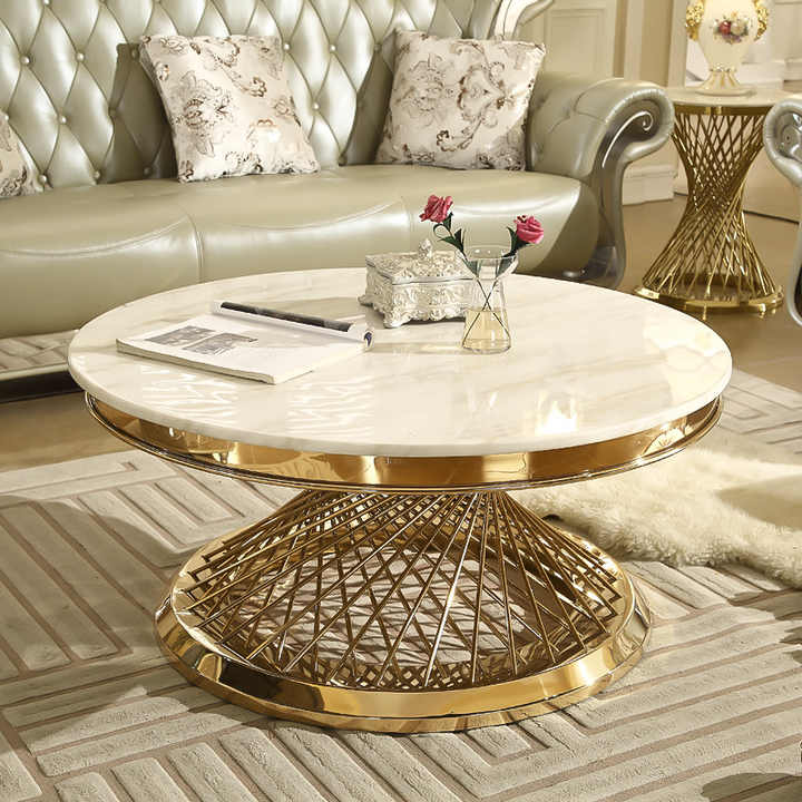 Luxury Round Marble Top Coffee Table - Perfect for Dining