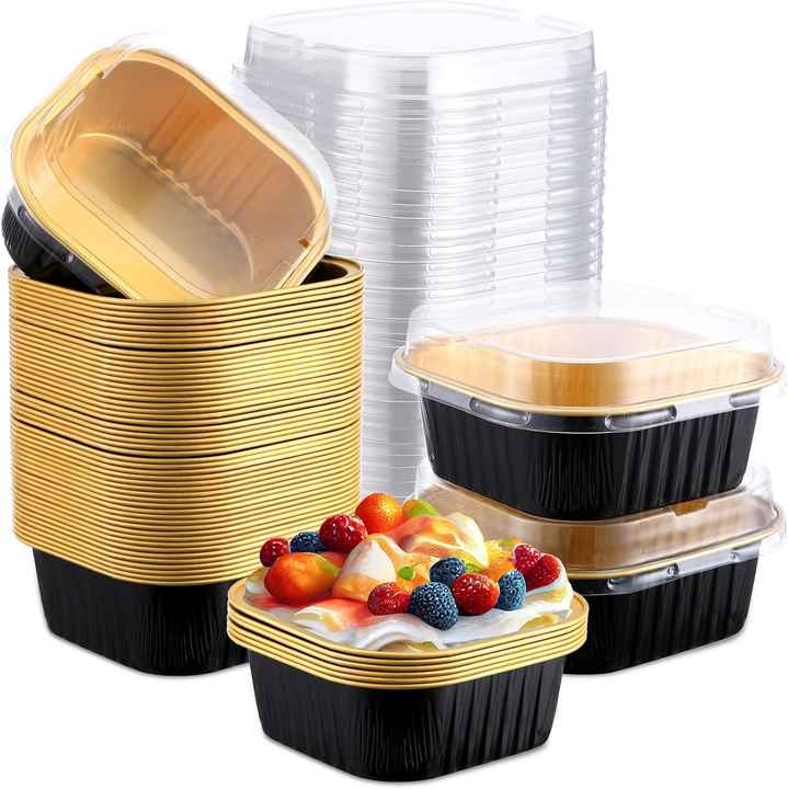 300ml Black Gold Square Color Aluminum Foil Mold Baking Disposable Food ...