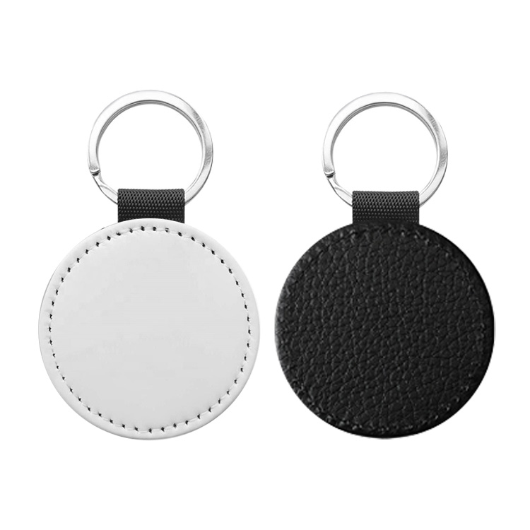Wholesale Blank Sublimation Key Ring PU Leather Keychain With Black ...