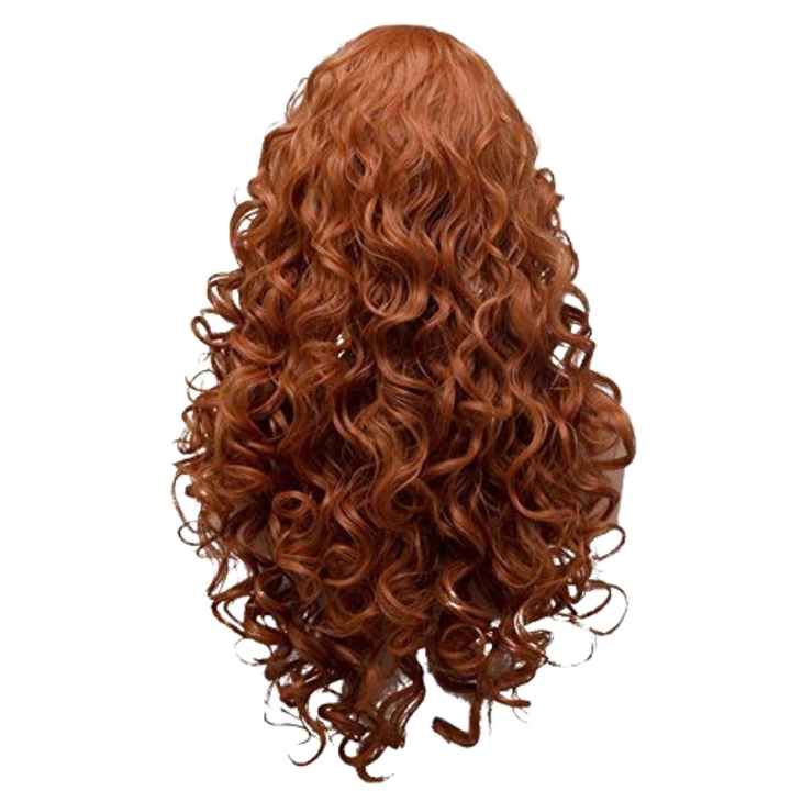 Anxin Girls Red Orange Long Fluffy Curly Princess Halloween Cosplay ...