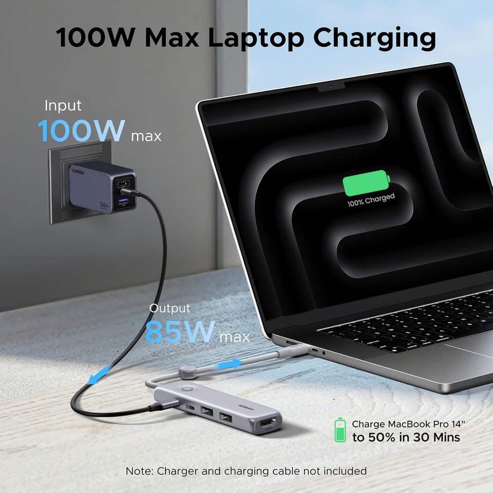 UGREEN USB C Hub 5 in 1 Revodok Portable Type C USB Hub 100W PD ...