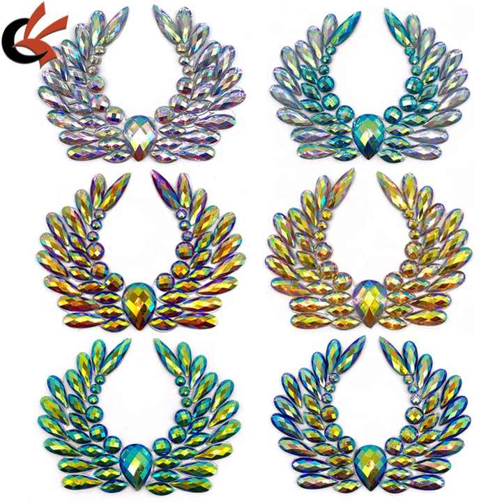 Sparkling Angel wings Shape Resin Gems Colors Iron on Hot Fix ...