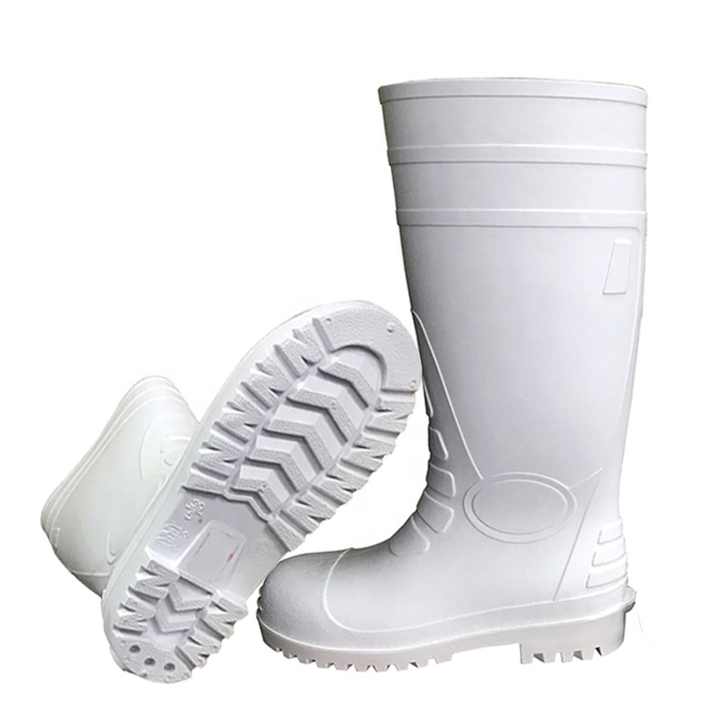 White PVC Safety Gum Boots with Steel Toe - Durable & Waterproof