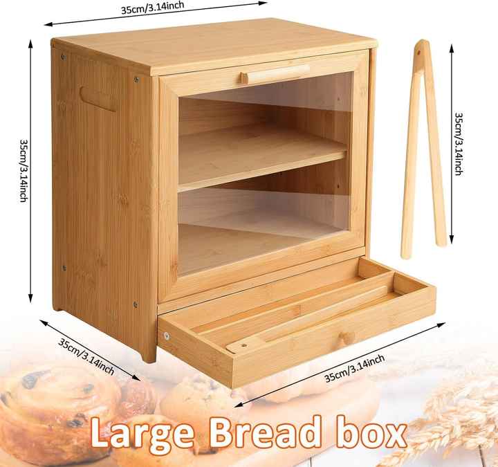 Custom Bamboo Bread Box for Kitchen Countertop Wooden Bread Box with ...