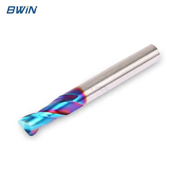 Naco Blue Coating Cnc Milling Cutter 2 Flutes Solid Tungsten Carbide ...