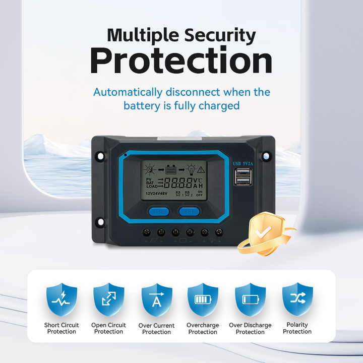 Kungf Solar Controller PWM Solar Charger Controller 12V/24V/48V 50A 60A Solar Panel Voltage ...