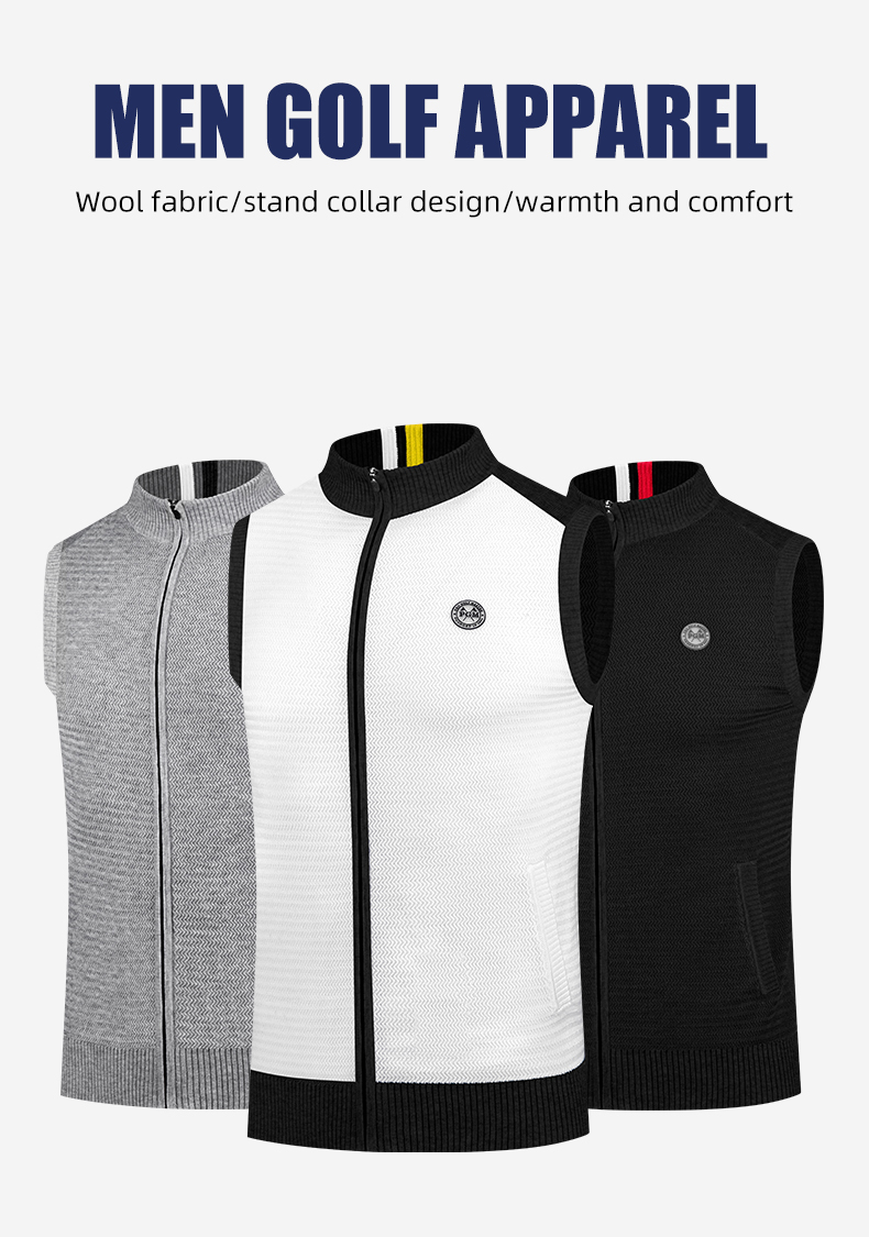 PGM YF501 sports sleeveless golf padding vest full zip men wool golf ...