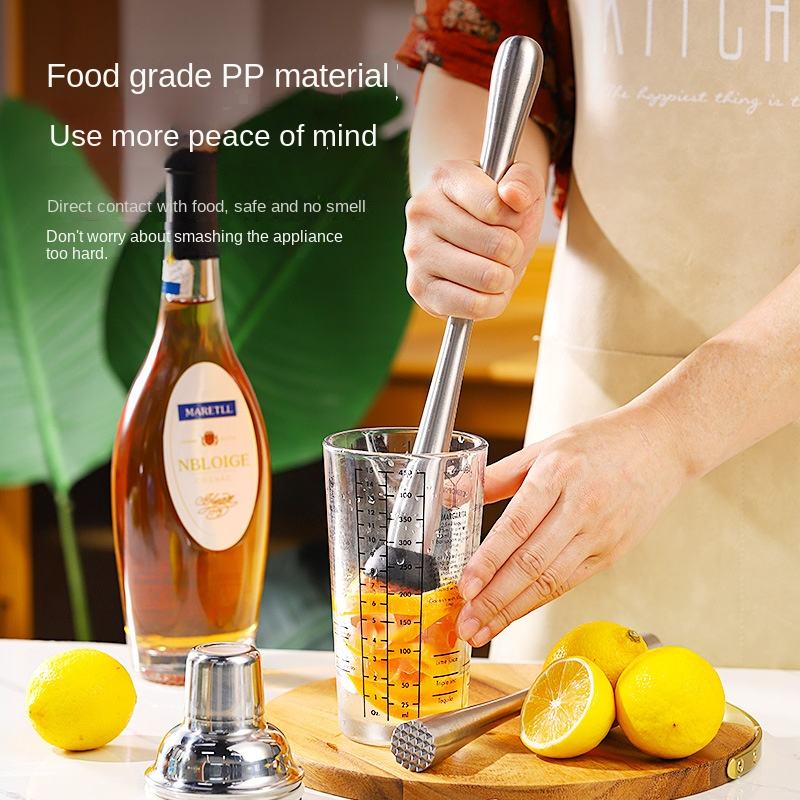 304 Stainless Steel Reusable Fruit Muddler Ice Bar Tool Lemon Milk Tea ...