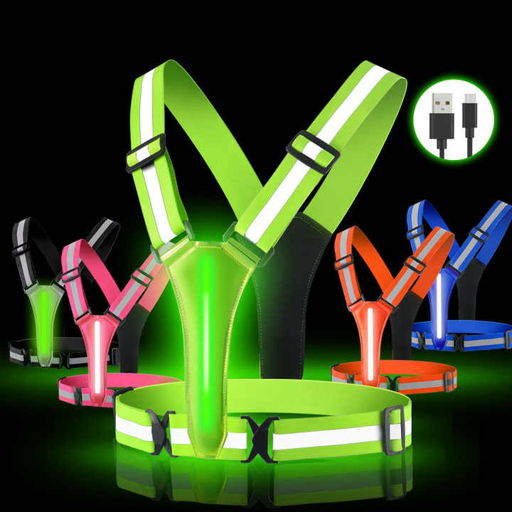 5 Lights Colors High Visibility Reflective Running Gear Rechargeable ...