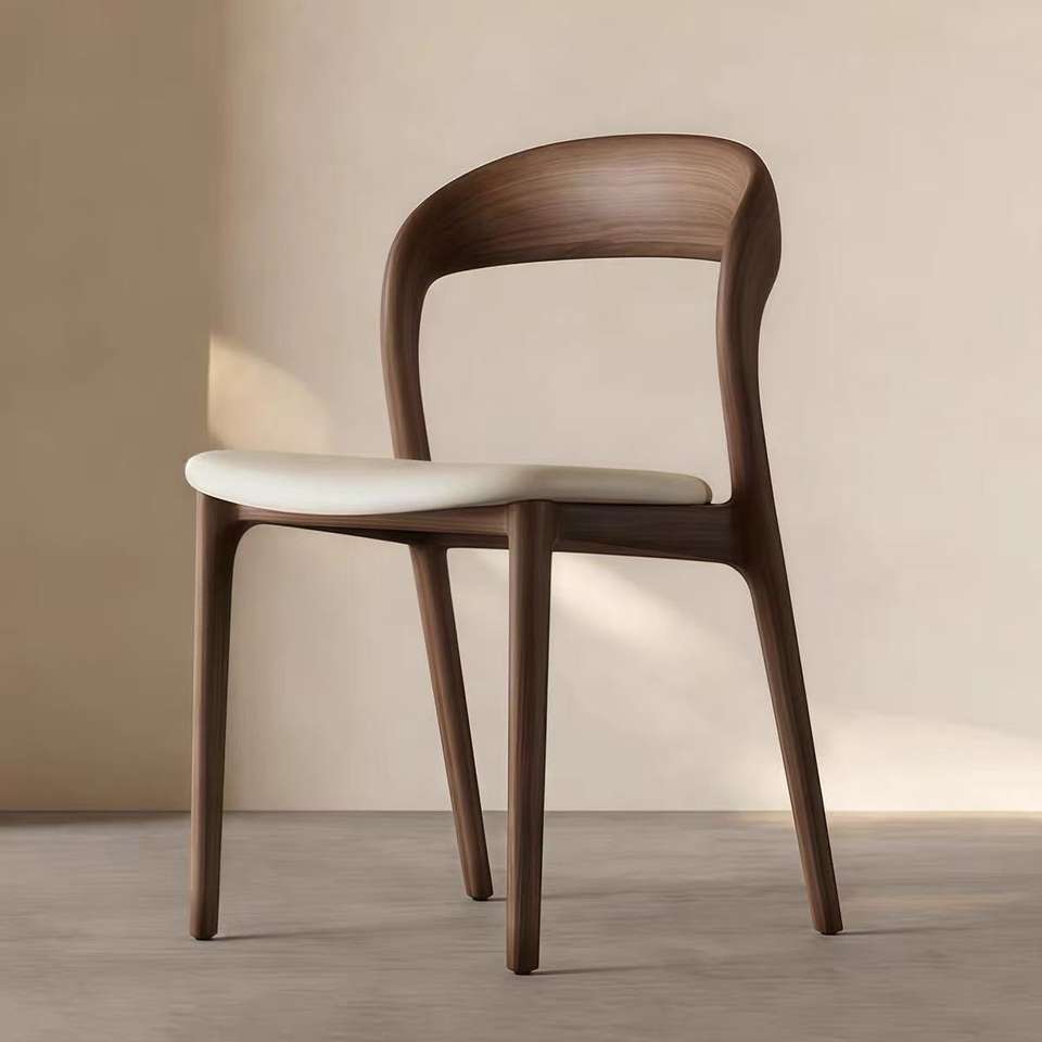 Custom Modern Restaurant Solid Wood Back Dining Chair Leather ...