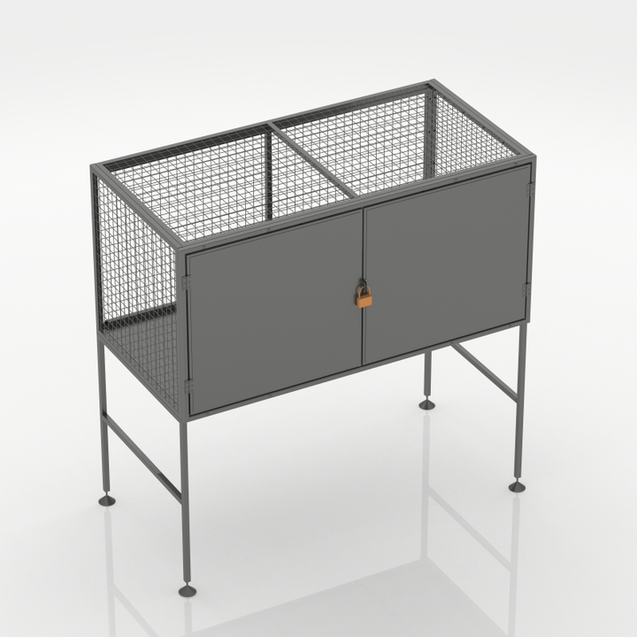 Assembled Double Door Wire Mesh Storage System Over Bonnet Garage ...