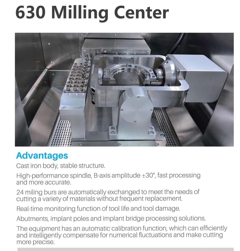 XTCERA X-MILL 630 wet for titanium premill abutment PMMA 5axis milling ...