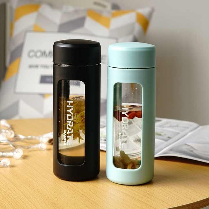 Custom Water Bottle Glass - Wide Mouth High Borosilicate