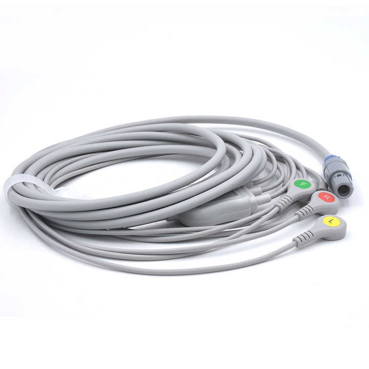 GE Vivid One-Piece 3-Lead ECG Cable - CE Certified