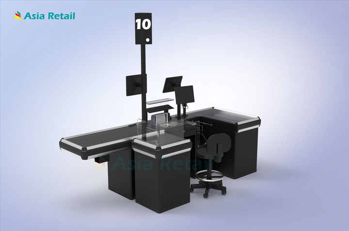 America Supermarket Cashier Checkout Counter with POS Equipments