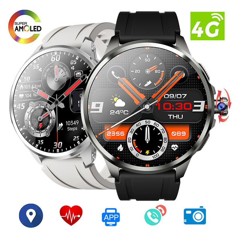 H99 4G Cellular Sim Card Smart Watch 3+32GB Amoled Round Screen GPS ...