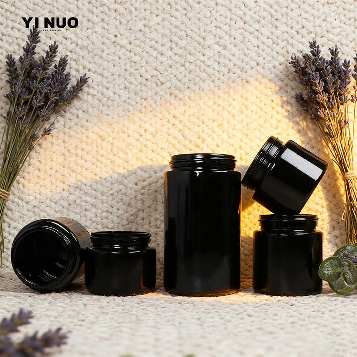 60 80 100 120 250ML Black Jar for Creams Glass Cosmetic Packaging Uv ...