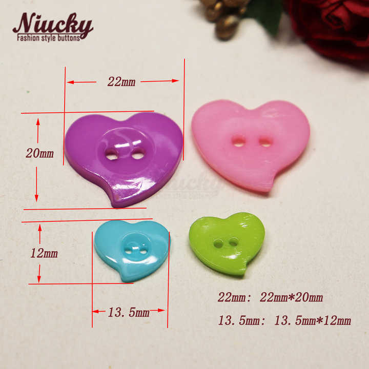Classic Plastic Heart Buttons 2 Holes Colorful Love Button for Craft ...