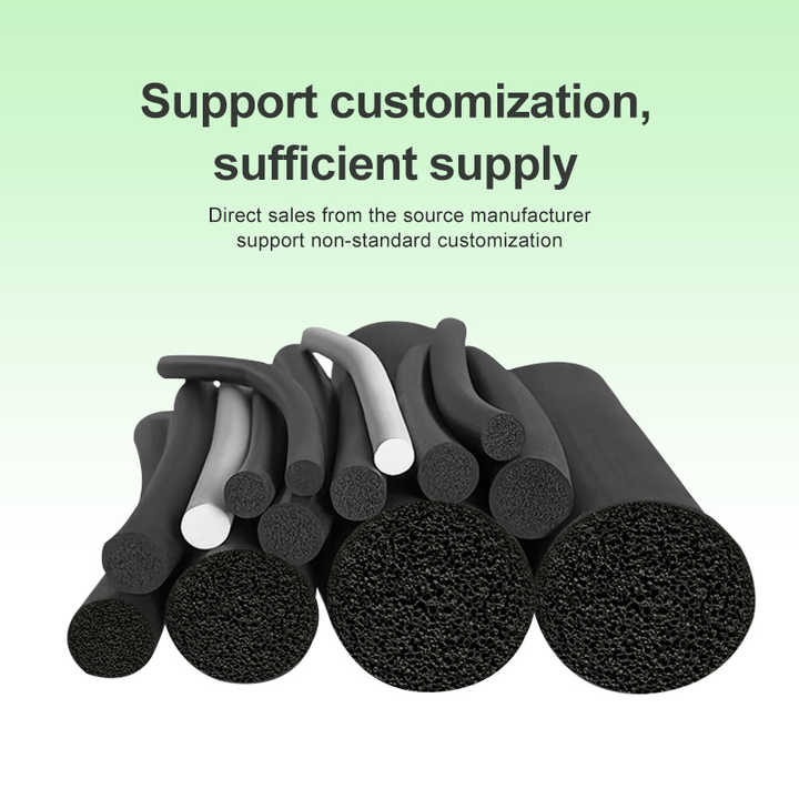 Door Rubber Seal Black EPDM Rubber Foam Sealing Strip - Round Cord For ...
