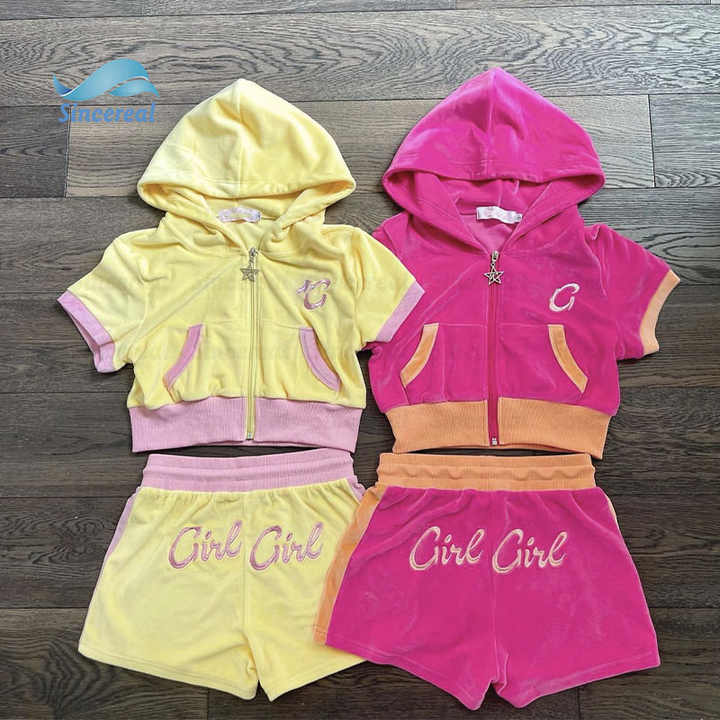 Shop Custom Y2k Biker Shorts Sets with Velvet Sweatsuits