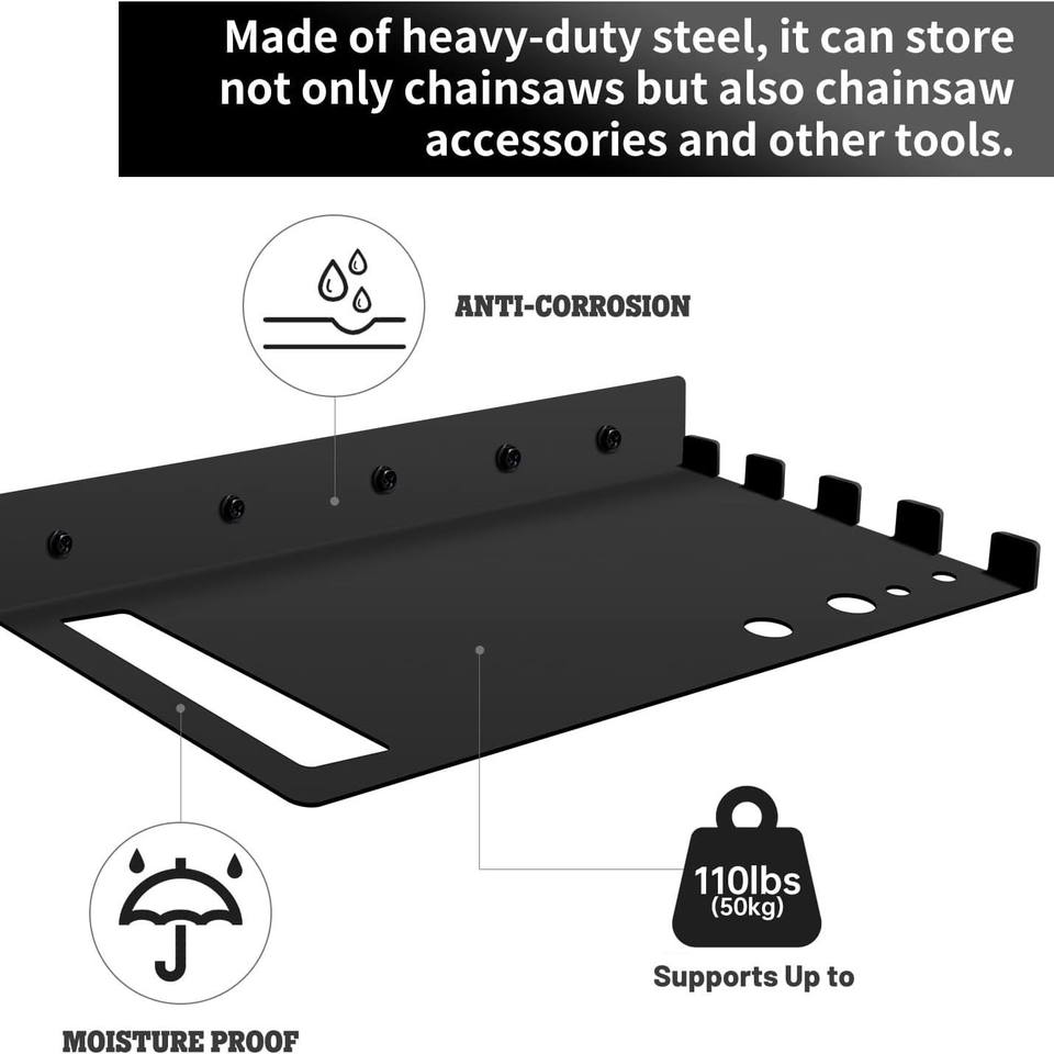 Chainsaw Rack Shelf Stand Chain Saw Wall Mount Hanger Hook Garage ...