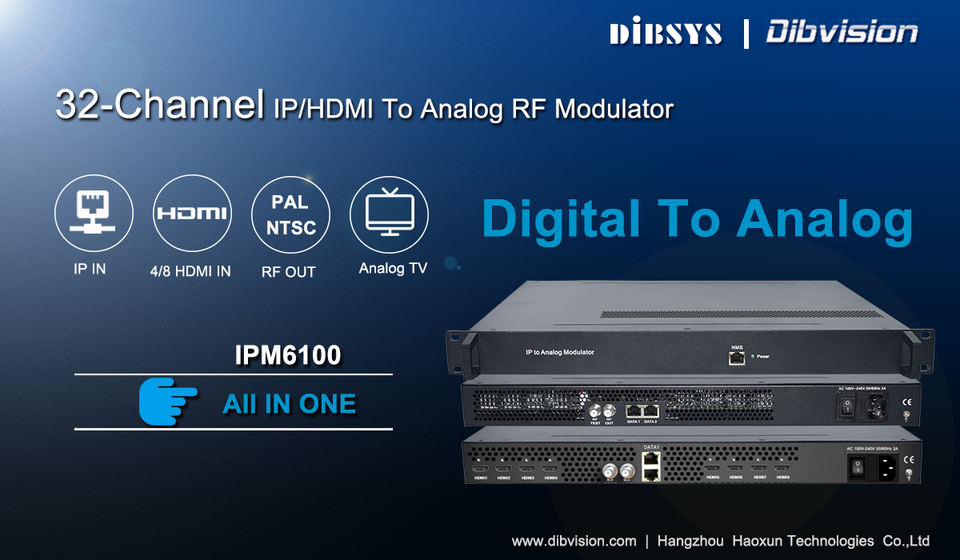 (IPM6100) Digital IP to Analog Modulator CATV RF Agile 32 in 1 64 in 1 ...