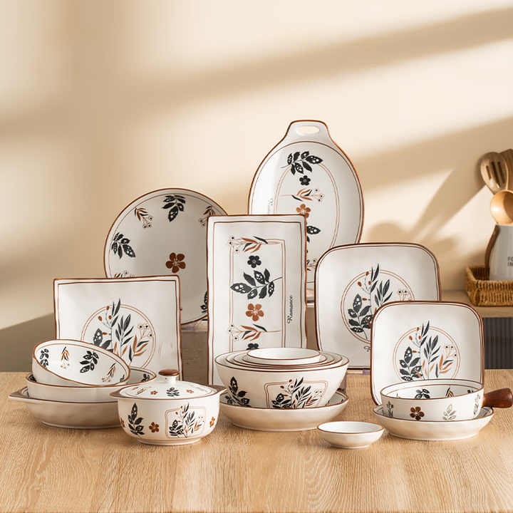 Retro Rice Fragrance Ceramic Dish Set Underglaze Color Tableware ...
