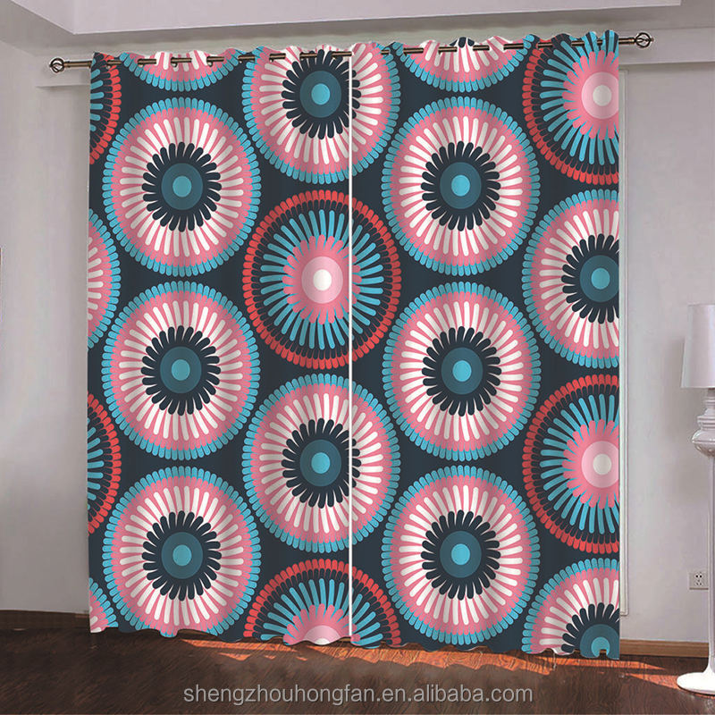 Blackout Curtains Printed Design Thermal Insulated Curtains Geometric ...