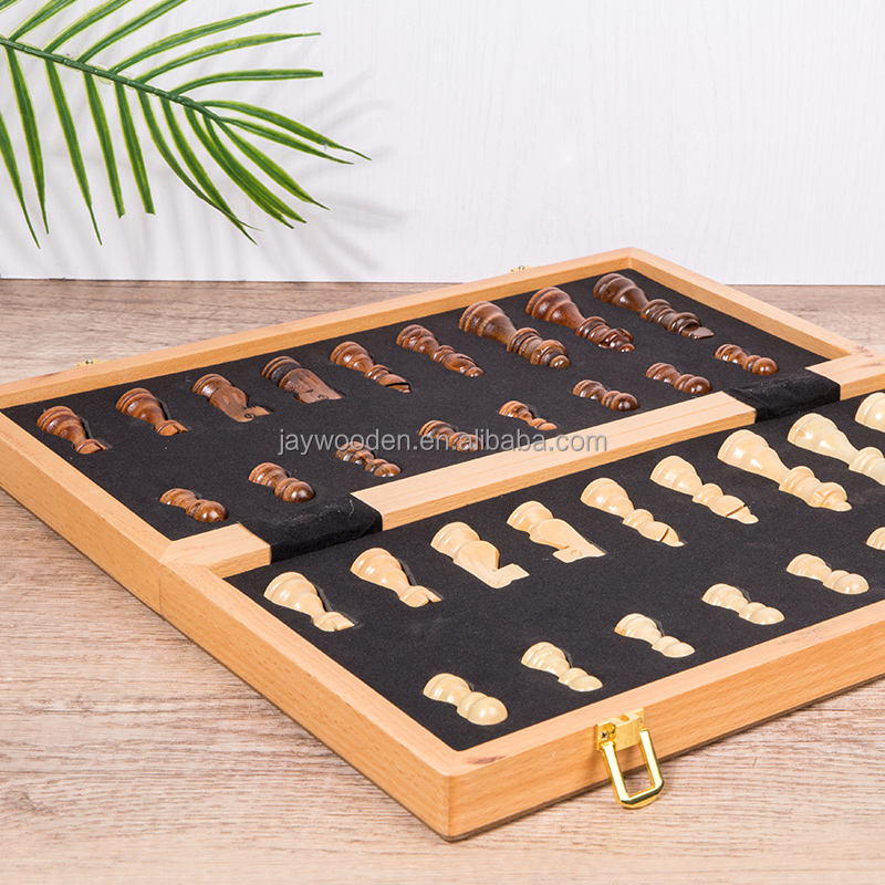 Beech Magnetic Chess Board Set for Adults & Kids Wooden Folding ...